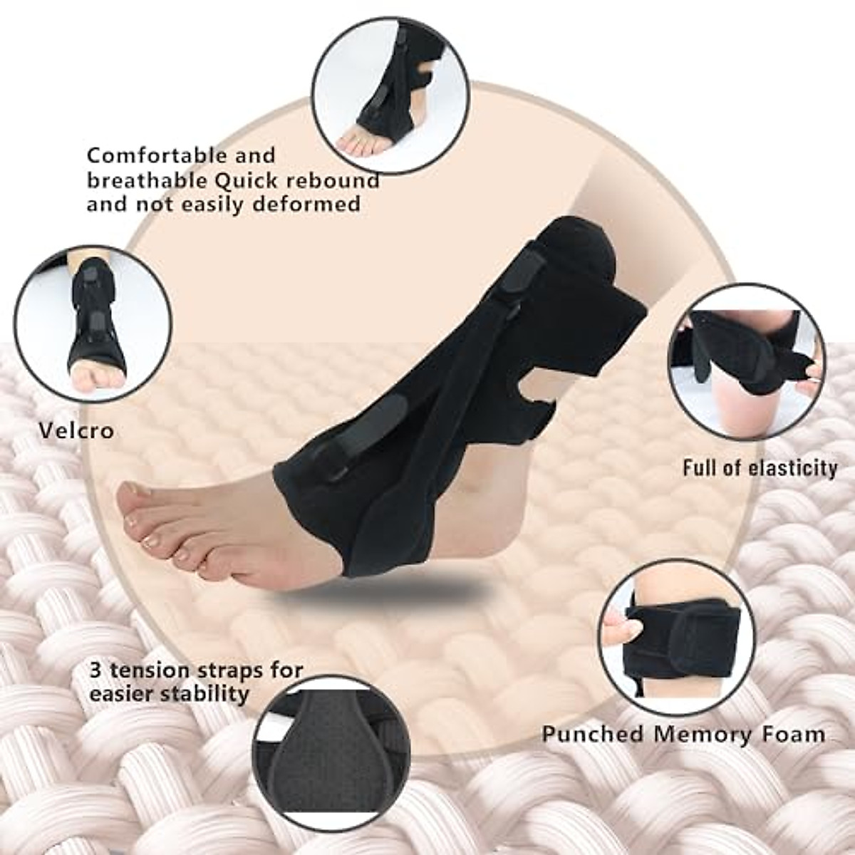 Whywag Plantar Fasciitis Night Splint Women or Men Relieves Pain Associated, Soft Memory Foam Pad Relieves Plantar Fasciitis Brace and Tendonitis Relief Foot Drop Heel Arch Pain (Stretch Version)