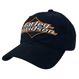 Harley-Davidson Men's Embroidered H-D Curved Bill Adjustable Baseball Cap- Black