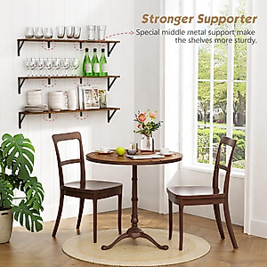 Forbena Large Floating Shelves for Wall 48 Inches Long Set of 3, Rustic Wood Wall Bookshelf for Bedroom Books, Wooden Wall Shelves for Living Room Laundry Closet Kitchen Storage (Dark Brown)