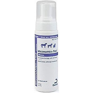 MiconaHex +Triz Mousse 7.1 ounces (200ml), Formulated for Dogs, Cats and Horses, Antimicrobial, Antifungal, Moisturizing, By Dechra Veterinary Products