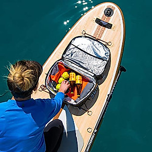 THURSO SURF Paddle Board Accessories Cooler Deck Bag for SUP Kayak Cooler Mesh Top Pocket Insulated Paddle Board Cooler Water-Resistant Portable Paddleboard Cooler Bag SUP Accessories 10 Can Carbon