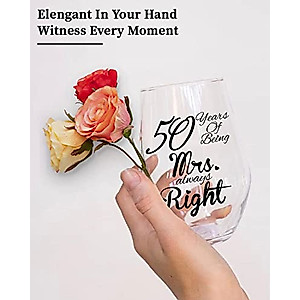 50th Wedding Anniversary - 50th Wedding Gifts for Dad, Mom, Husband, Wife, 50th Wedding Anniversary Decorations, 50th Gifts for Parents-Wine&Whiskey Glass Gift for Mr and Mrs,His and Hers18.5,13.8OZ
