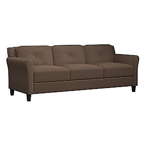 BOWERY HILL Microfiber Sofa Couch in Brown