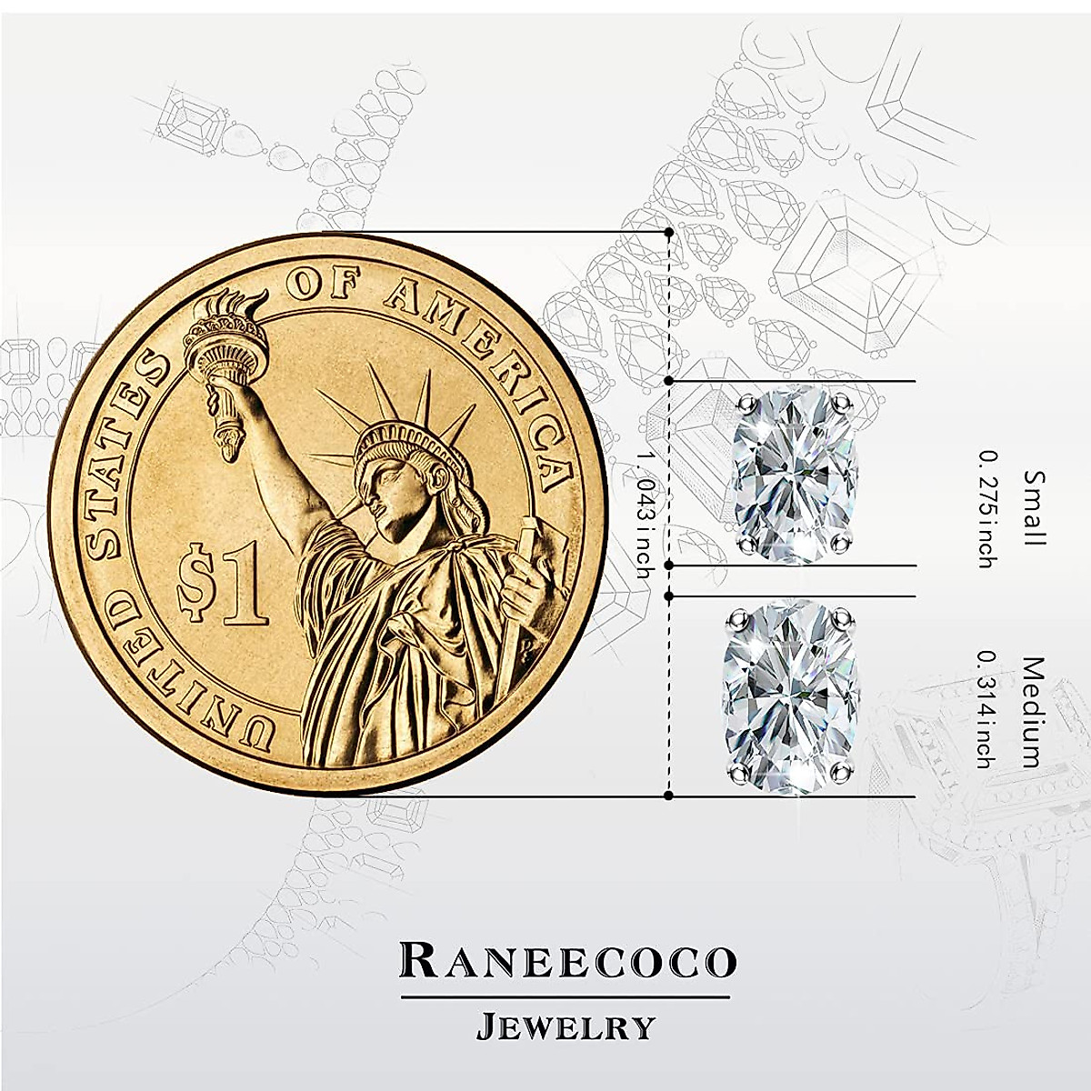 "STUNNING FLAME" 18K White Gold Plated 925 Sterling Silver Cubic Zirconia Oval Cut Stud Earrings | CZ Studs for Women（Oval，5）