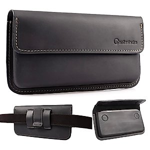 Gentlestache X-Large Leather Phone Holster for iPhone 14 Pro Max, Horizontal Cell Phone Case for Galaxy S23 Ultra S23 Plus, Phone Belt Holder with Belt Clip for Phone with Protective Case