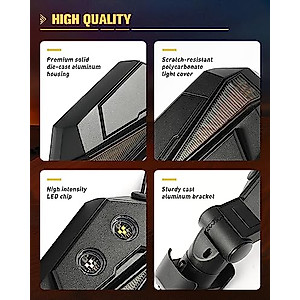 CO LIGHT UTV Side Rear View Mirrors LED Light Aluminium White Green Lights with Amber Turn Signal, Tube Clamp, Fits 1.5-2 Inch Roll Cage Bar, Compatible with Side by Side RZR Pioneer Rhino Wolverine