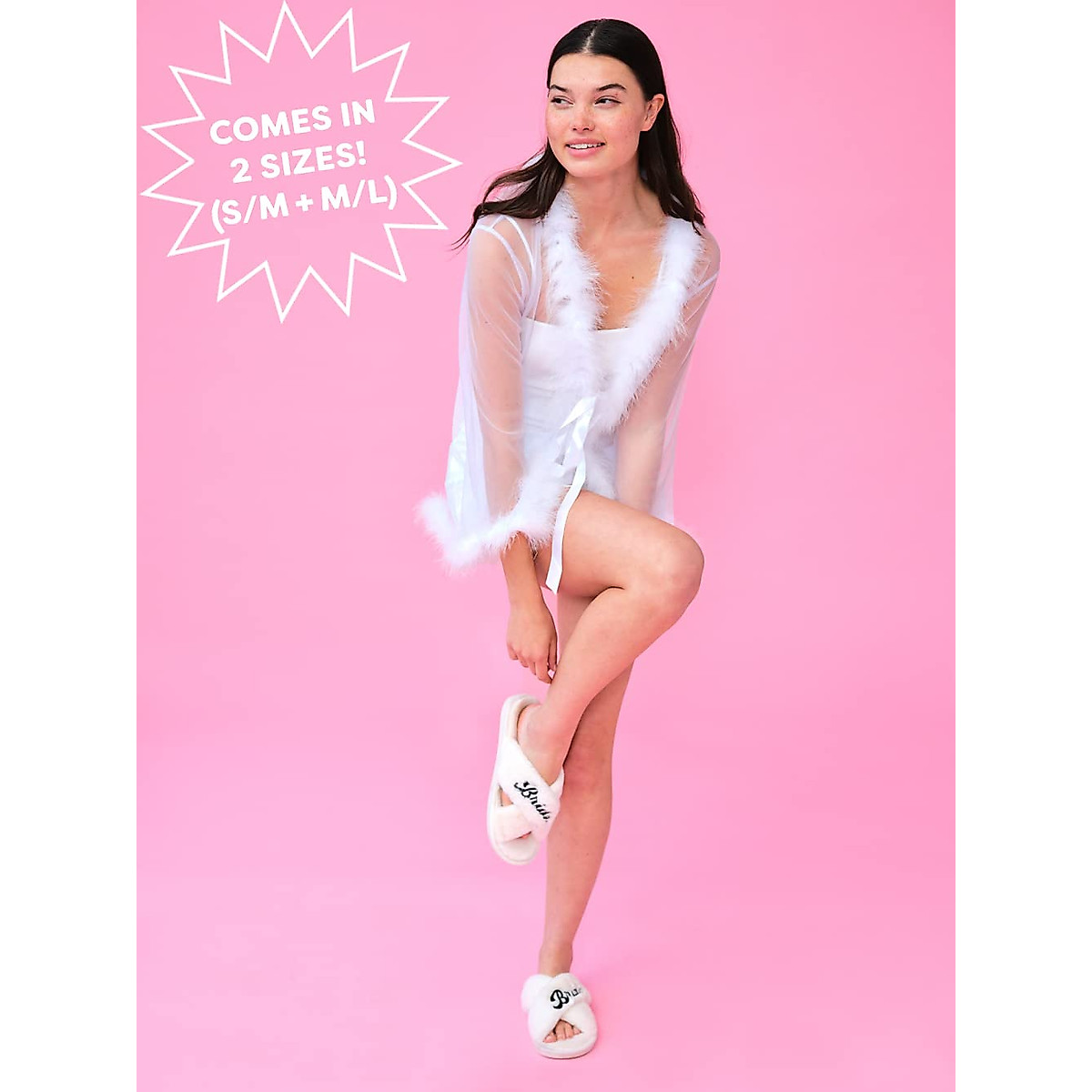 xo, Fetti Bride Slippers, White Fur, S/M | Bachelorette Party Decorations, Wedding Day Sandals, Bridesmaid Gift, Bridal Shower Party Favor