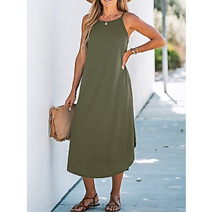 CUPSHE Women's Olive Scoop Neck Cami Dress Sleeveless Dresses Casual Summer, Medium