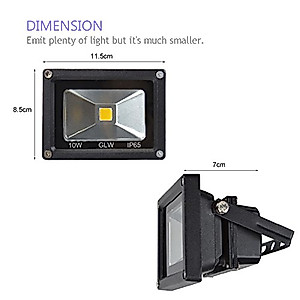 GLW® 10w 12v Ac or Dc Warm White Led Flood Light Waterproof Outdoor Lights 750lm 80w Halogen Bulb Equivalent Black Case