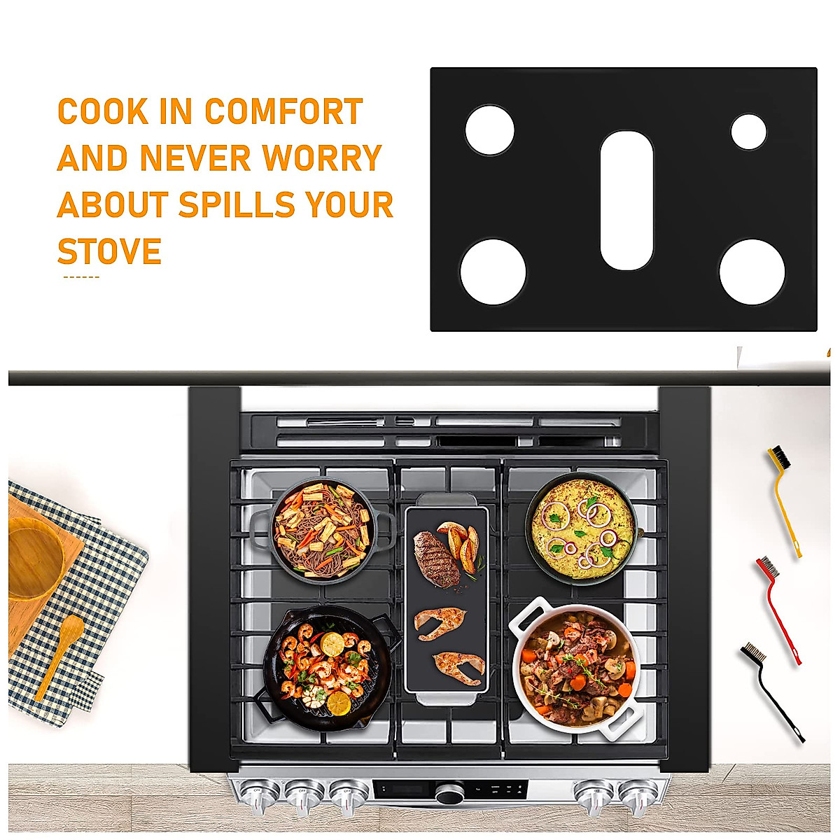 Stove Cover Gas Stove Top Burner Covers Protectors for Samsung Gas Range Stove Mat Protector Reusable,Oven Liners Mat Gas Range Protectors Covers,Non-Stick Washable Keep Stove Clean Stove Guard