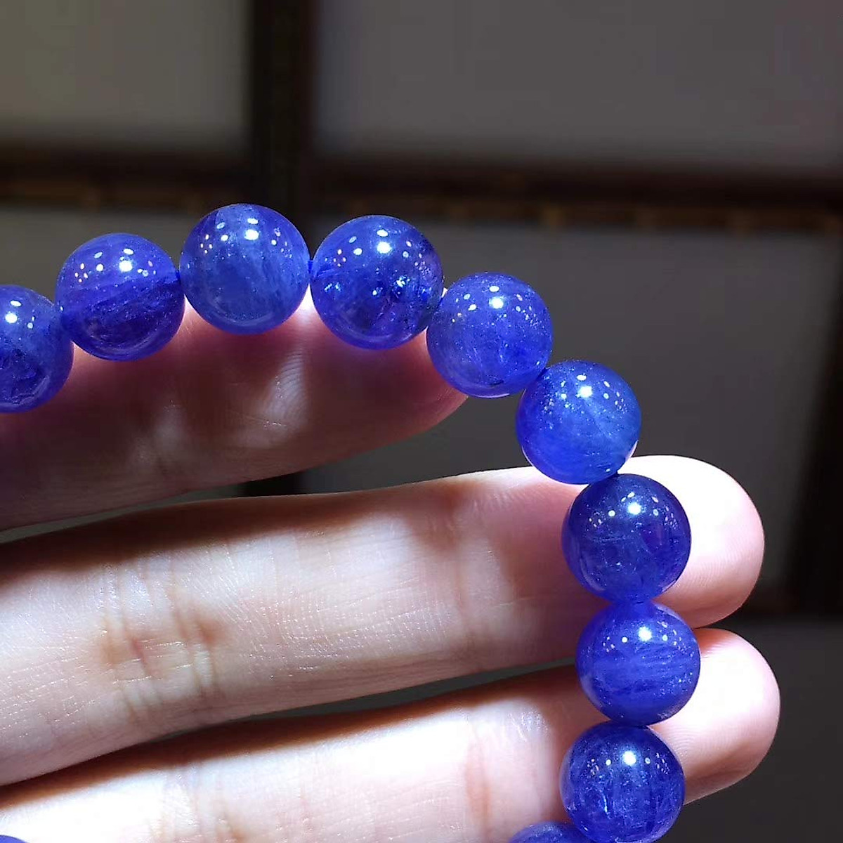 9.5mm Natural Tanzanite Blue Round Beads Gemstone Jewelry Women Bracelet AAAAA