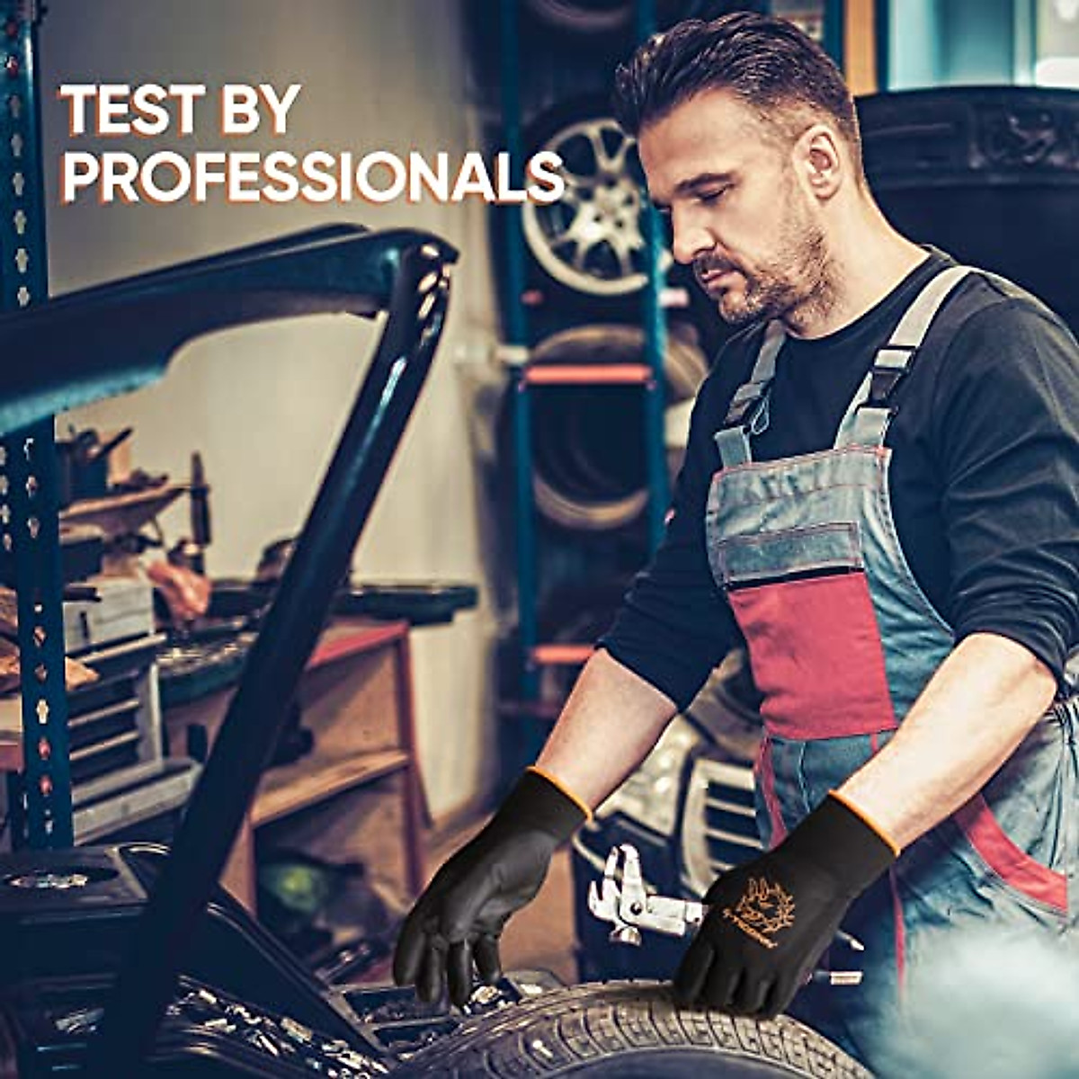 TICONN Work Gloves with Grip for Men and Women, All Purpose 3D Stretch Fit Slip Resistant PU Coated Grip Gloves (3 Pack, Medium)