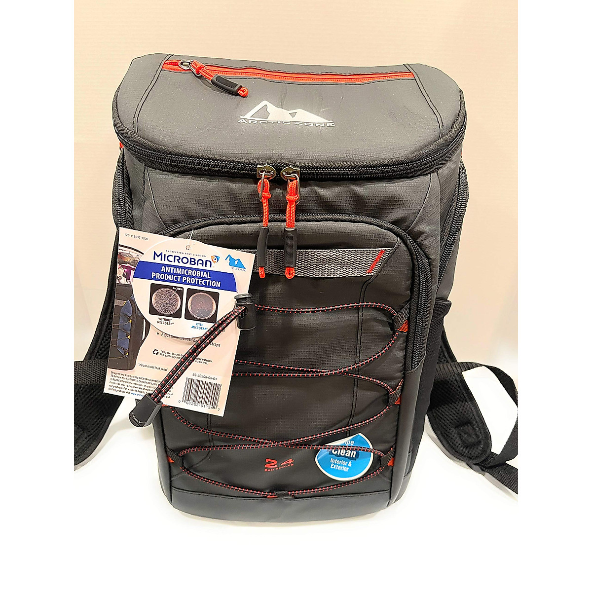 Arctic Zone Backpack Cooler 24 Can + Ice Holder, Black