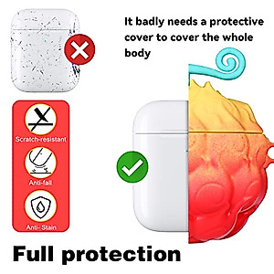 Gkv Silicone Case for Airpods 1/2 Design Fashion Unique 3D Cool Funny Cartoon Air Pods 1st/2nd Cover Cute Designer Stylish Shell Cases for Girls Boys Kids Teen for Airpods 1/2 (Red Yellow Fruit Food)