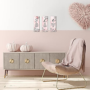 Qunclay 3 Pcs Pink Flower Inspirational Wall Decor Art Gift Wooden Motivational Hanging Christian Quotes Floral Decor for Women Girl Living Room Gift (11.81 x 3.94 x 0.2 Inch,Pink)