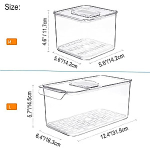 Fridge Storage Containers Produce Saver Stackable Refrigerator Organizer Bins with Removable Drain Tray Fridge Organizer for Fruits and Vegetables 3 Pack
