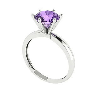 Clara Pucci 2.0 ct Round Cut Solitaire Simulated Alexandrite Engagement Bridal Promise Anniversary Ring in 18K White Gold Size 3.5