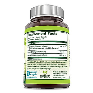 Herbal Secrets Oil of Oregano with Ginger and Fennel Oil 120 Softgels | Non-GMO | Gluten Free | Made in USA