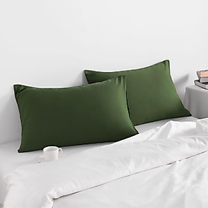 NTBAY King Pillow Cases Set of 2, 2 Pack Brushed Microfiber 20x36 Pillow Cases, Soft, Wrinkle, Fade, Stain Resistant Olive Green Pillow Cases with Envelope Closure, 20x36 Inches, Olive Green