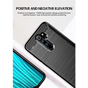 EUAGVQY for Xiaomi Redmi Note 8 Pro Case Carbon Fiber Soft TPU Anti-Slip Durable Lightweight Protective Phone Cover for Redmi Note 8 Pro,Black