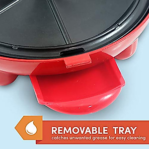 Elite Gourmet EQD413# Non-Stick Electric, Mexican Taco Tuesday Quesadilla Maker, Easy-Slice 6-Wedge, Grilled Cheese, 8 Inch, Red