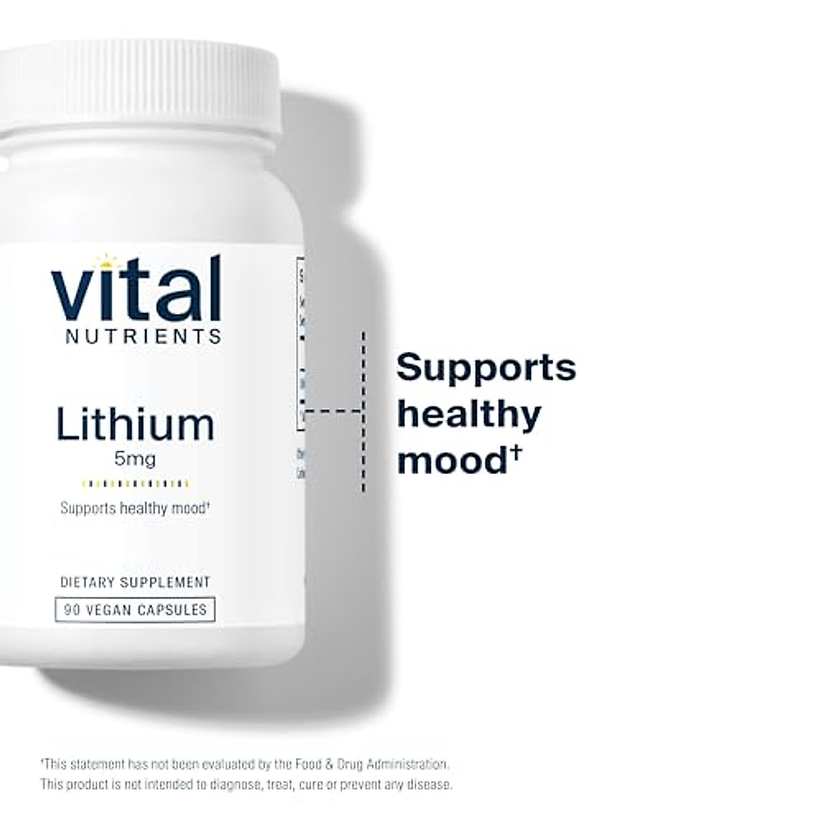 Vital Nutrients Lithium Orotate | Vegan Lithium Supplements for Memory, State of Mind, and Behavioral Health*| 5mg | Gluten, Dairy, Soy Free | 90 Capsules