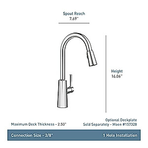 Moen 7402SRS Riley Spot Resist Stainless Steel Pulldown Kitchen Faucet - Power Boost, Reflex Docking System, Sleek Design, One-handle, Spray Head
