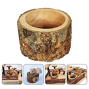 POPETPOP Hamster Wooden Food Bowl for Hedgehog Guinea- Pig Gerbil Squirrel Reptiles Chinchilla Ceramic Feeding Dish (Random Color)