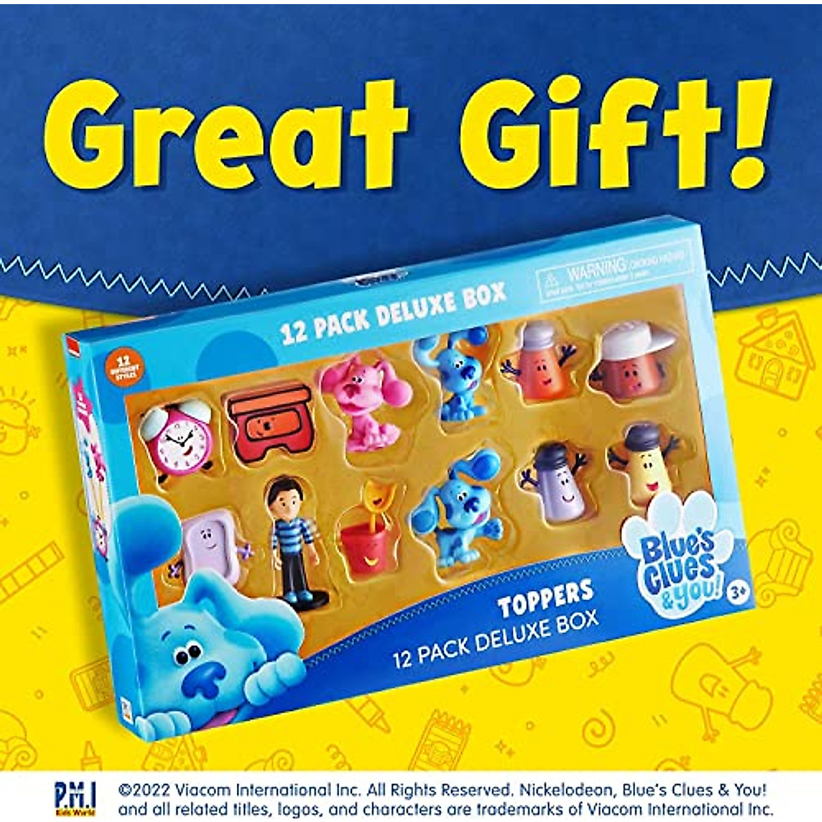 P.M.I. Blue's Clues Toppers for Kids | 12 Topper Blue’s Clues Toys in 1 Pack | Collect All 12 Blue Clues Toys/Mini Toys | Kids’ Toys & Blues Clues Birthday Party Supplies (D)
