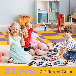 21 Pack Pull Back Toy Cars, Party Favors, Goodie Bag Stuffers, Race Vehicles Bulk, Pinata Fillers, Teacher Treasure Prize Box Toys for Boys Girls Toddlers 2,3,4,5 Years Old