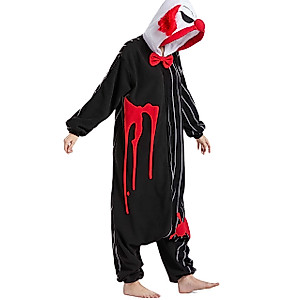 DarkCom Onesie Christmas Pajamas Adult Animal Halloween Costume Cosplay Clown One Piece Unisex Homewear Polar Fleece Sleepwear Small