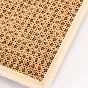 XOXNEUN Rattan Side Table,Rectangle Nightstand,Boho Side Table,Small Sofa Table for Living Room Bedroom Small Spaces. (Burlywood)