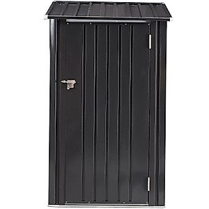 3 x 3 Ft Outdoor Storage Cabinet Waterproof, Sheds & Outdoor Storage Metal Shed with Single Lockable Door Small Shed Outdoor Storage for Patio, Backyard, Lawn Dark Gray