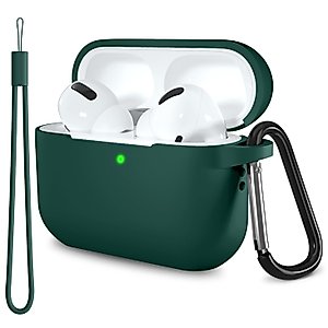 Lerobo for Airpods Pro 2nd Generation Case with Keychain & Lanyard Accessories for Airpod Pro Case Cover, Full Protective Silicone Skin for Apple Airpods Pro 2 Case, [Front LED Visible] Dark Green