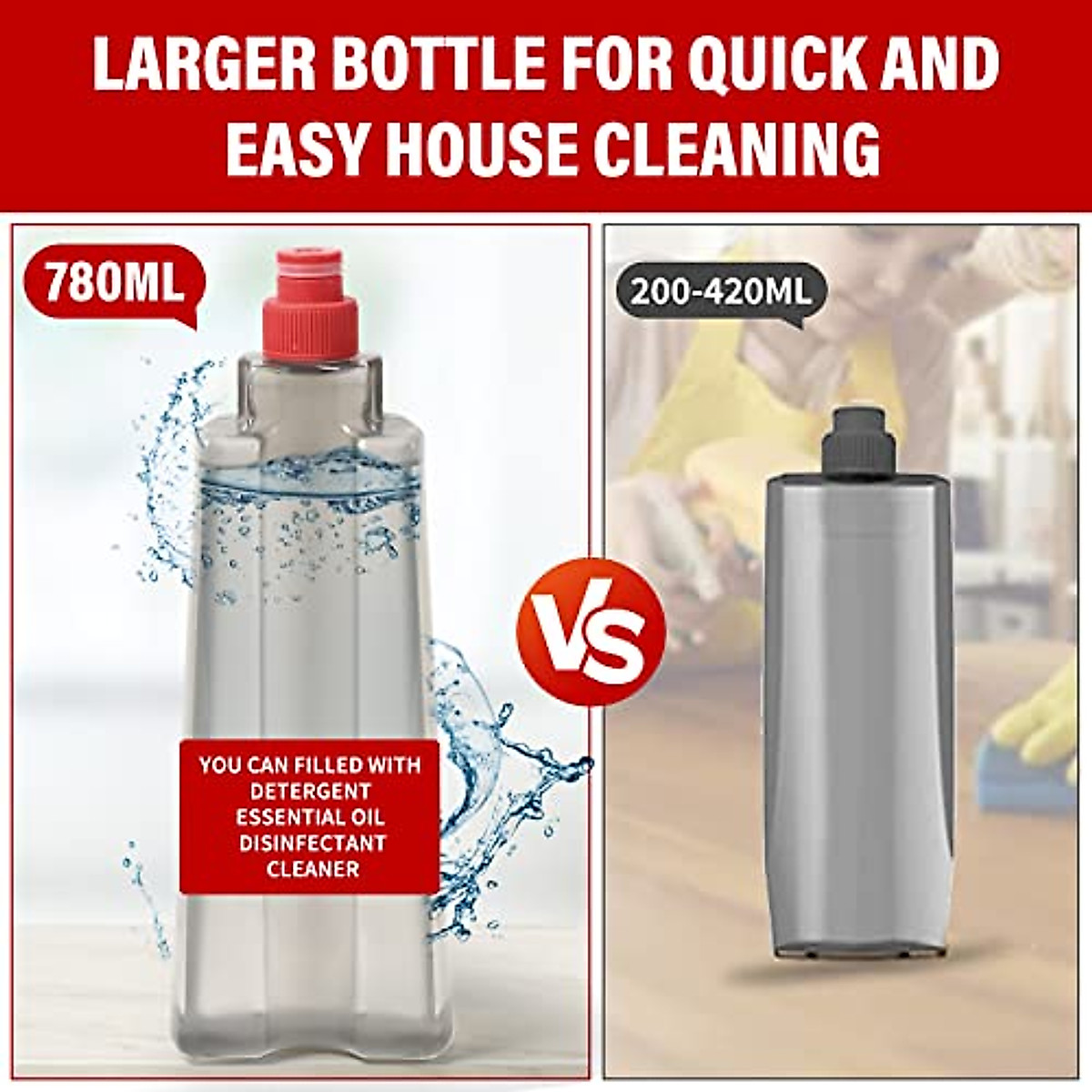 Spray Mop for Floor Cleaning, Washable Reusable 2 Pads Refillable Spray Bottle for Easy Wet Dry Mopping Dust Flat Mops for Hardwood Laminate Tile Floors wih 18 Inch Pad
