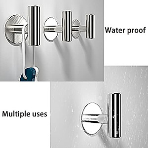 YudaYuiw Adhesive Hooks Heavy Duty Wall Hooks Stainless Steel Waterproof Shower Hooks, Adhesive (Polished Silver)