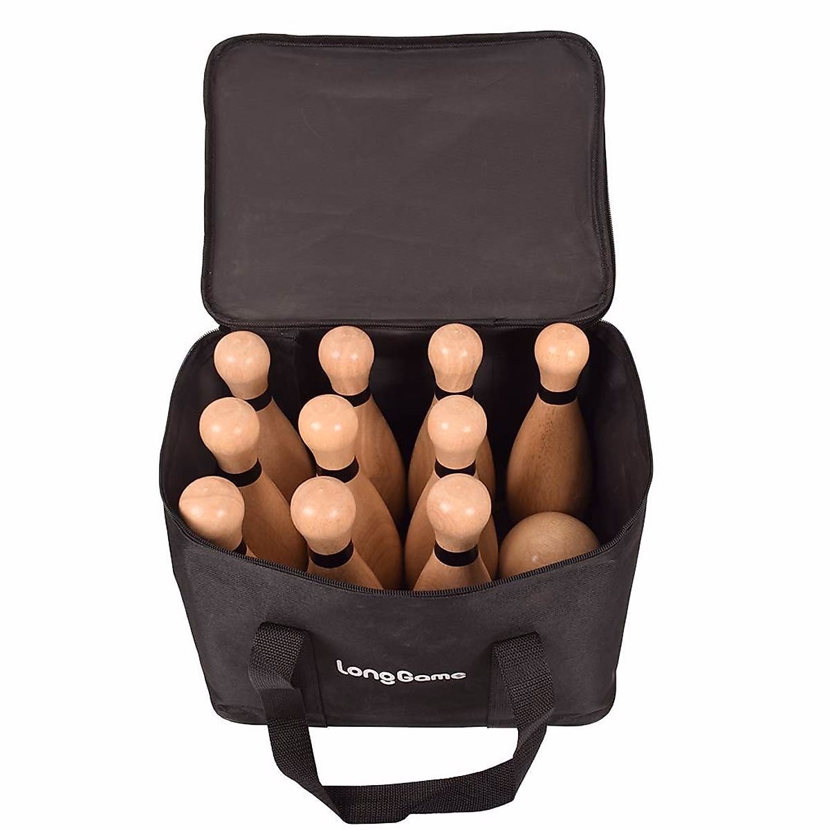 NI-ROU Outdoor Giant Lawn Bowling Games Wooden Lawn Set Fun Sports Games Outside or Indoor for Family Adults and Kids Backyard Skittles Carrying Bag with 10 Pins and 2 Balls