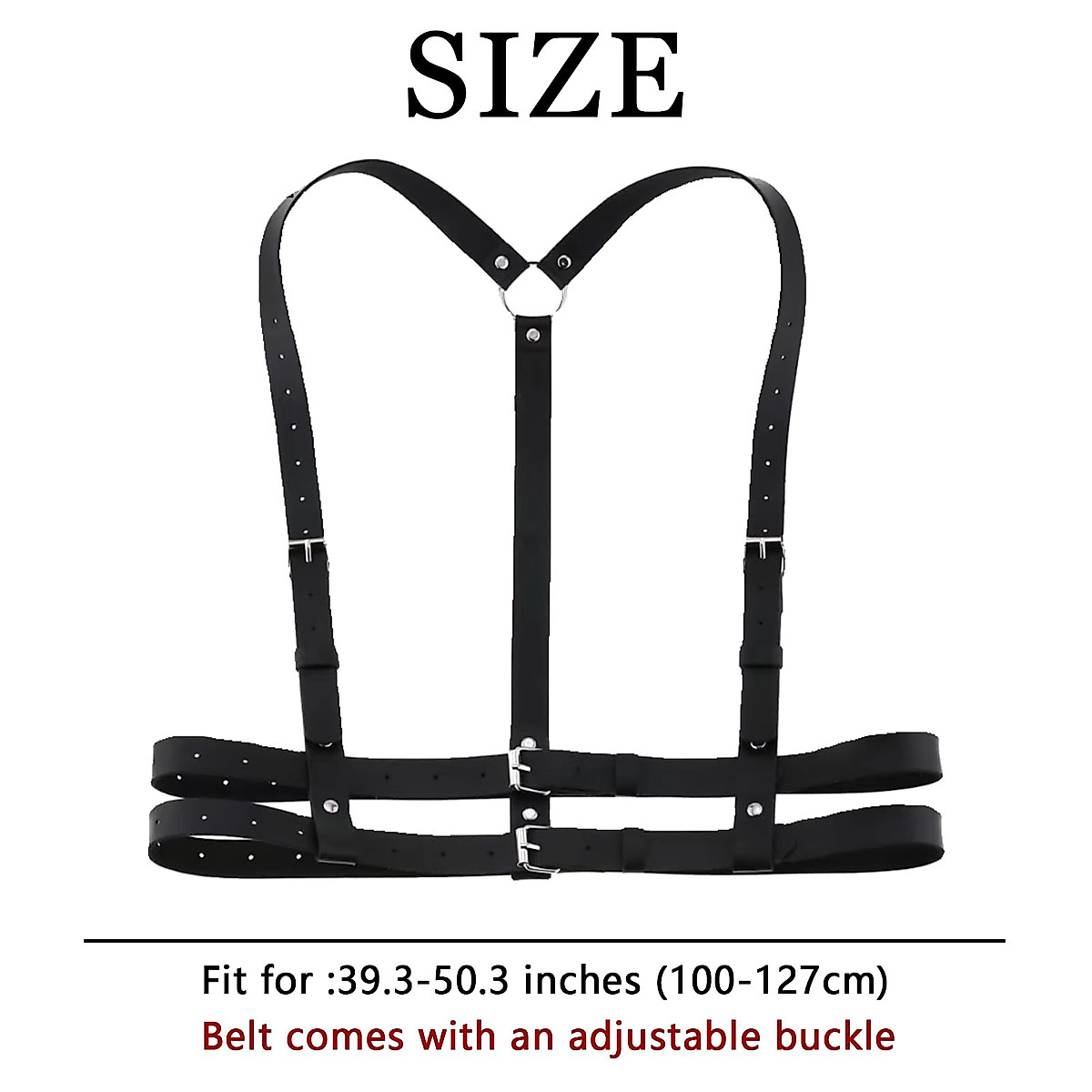 CHEARUBY Goth Belt Gothic Clothes for Women Punk Accessories Plus Size Elastic Belts PU Leather Fashion Adjustable Waist Body Chain Rave Halloween XXXL