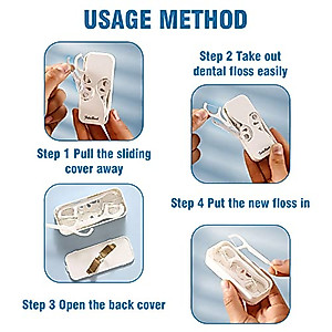 Portable Floss Dispenser, with A Box of Dental Floss,Dispenser Automatic Dental Floss Picks Cases for Teeth Cleaning,Floss Dispenser Refillable(4 Color with A Box of Dental Floss)