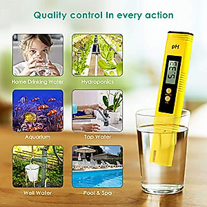 Digital PH Meter, PH Meter 0.01 Water Quality Tester with 0-14 PH Measurement Range for Household Drinking, Pool and Aquarium Water PH Tester Design with ATC