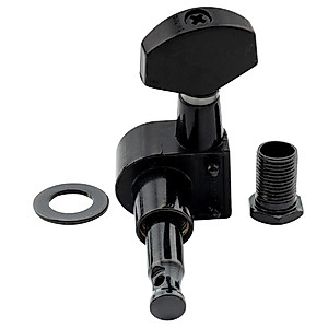 Musiclily Pro 6-in-line 15:1 Ratio 2-Pin Full Sealed Machine Heads Tuners Tuning Pegs Keys with Hex Button for SQ Strat Tele Style Electric Guitar, Black