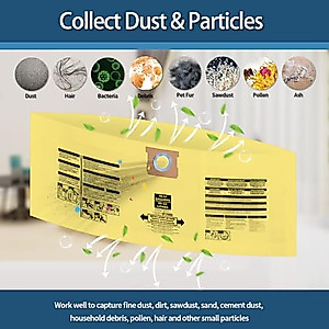 8 Pack 90672 Vacuum Bags Compatible with 10-14 gallon Type F 90662 9066200 9066233 Type I 90672 9067200 9067233 VF2005 Disposable Fine Dust Collection Bags