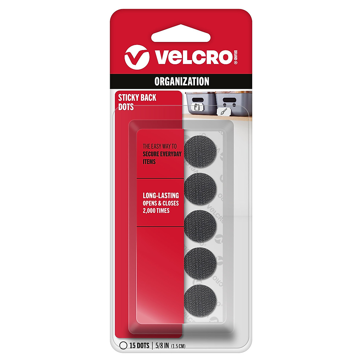VELCRO Brand 90069 - Sticky Back - 5/8" Coins, 15 Sets - Black