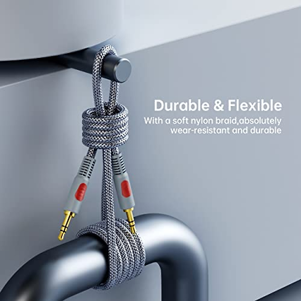 Ruaeoda 3.5mm Aux Audio Cable 30 ft, AUX Cord Braid 3.5mm to 3.5 mm Stereo Audio Cable 1/8 Shielded AUX Headphone Cable Extension Male to Male Outdoor Auxillary Stereo Audio Cable Cord