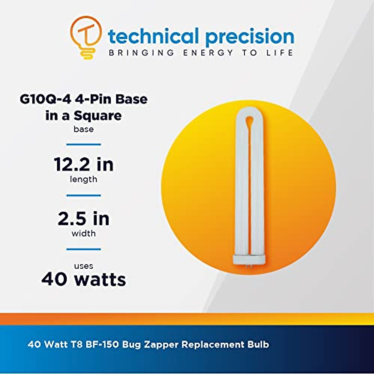 Technical Precision 40 Watt Replacement Bulb for Flowtron BF-150 for BK-80D, FC7600 and Wall Sconce Models Bug Zapper Bulb for 12 Inch Overall Length - 1 Pack