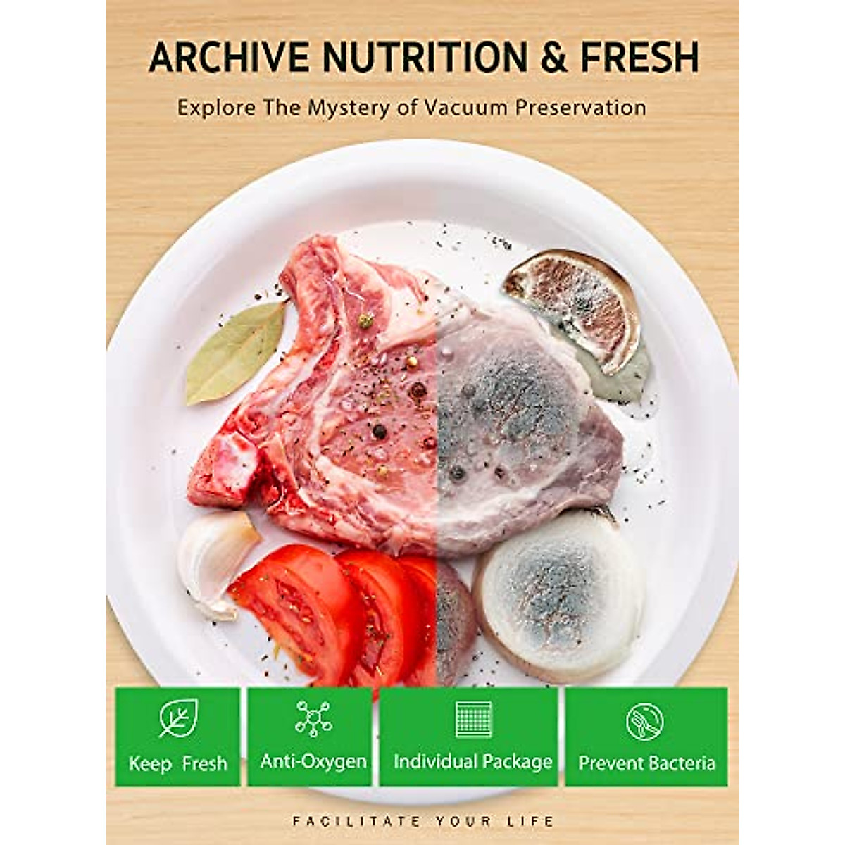 Syntus 200 Count Vacuum Sealer Bags Quart 8 x 12 inch for Seal a Meal, Commercial Grade Heavy Duty Precut Seal Bags, Food Vac Bags for Storage, Meal Prep or Sous Vide