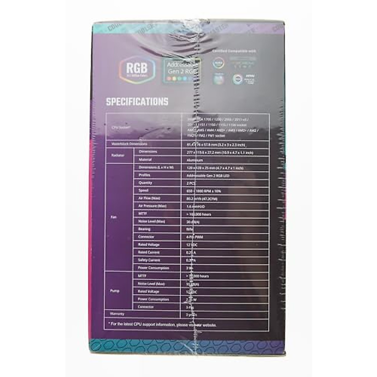 Cooler Master MasterLiquid ML240 Illusion CPU Liquid Cooler - AIO Water Cooling System, 3rd Gen Pump, 2 x 120mm ARGB Halo Fans, 240mm Radiator, ARGB Controller Included - AMD and Intel Compatible