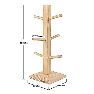 STORE INDYA Wooden tea coffee mug display stand 6 Hook