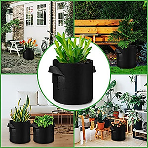 WHATWEARS 12-Pack 10 Gallon Plant Grow Bags, Thickened Nonwoven Fabric Pots with Handles, Vegetable Planter Bags Containers, Cloth Planters for Garden Vegetable/Flower/Plant/Fruits Outdoor (Black)