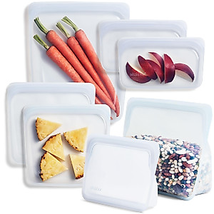 Stasher Platinum Silicone Food Grade Reusable Storage Bag, Clear (Bundle 7-Pack) | Reduce Single-Use Plastic | Cook, Store, Sous Vide, or Freeze | Leakproof, Dishwasher-Safe, Eco-friendly